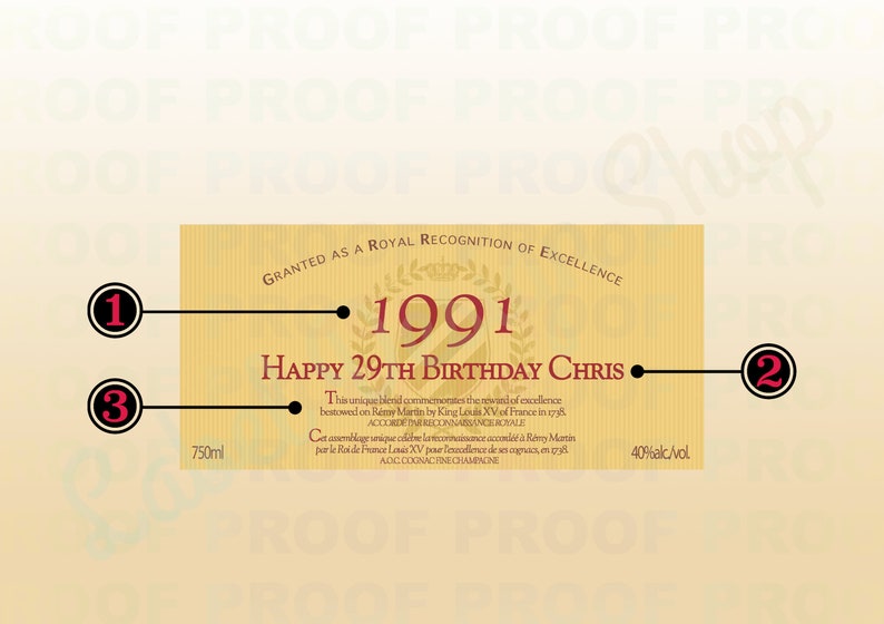 Birthday Custom Label 1738 Cognac Custom Label Personalized - Etsy