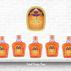 Mini Crown Royal Peach Label, Mini Crown Label, Whiskey Custom Label ...