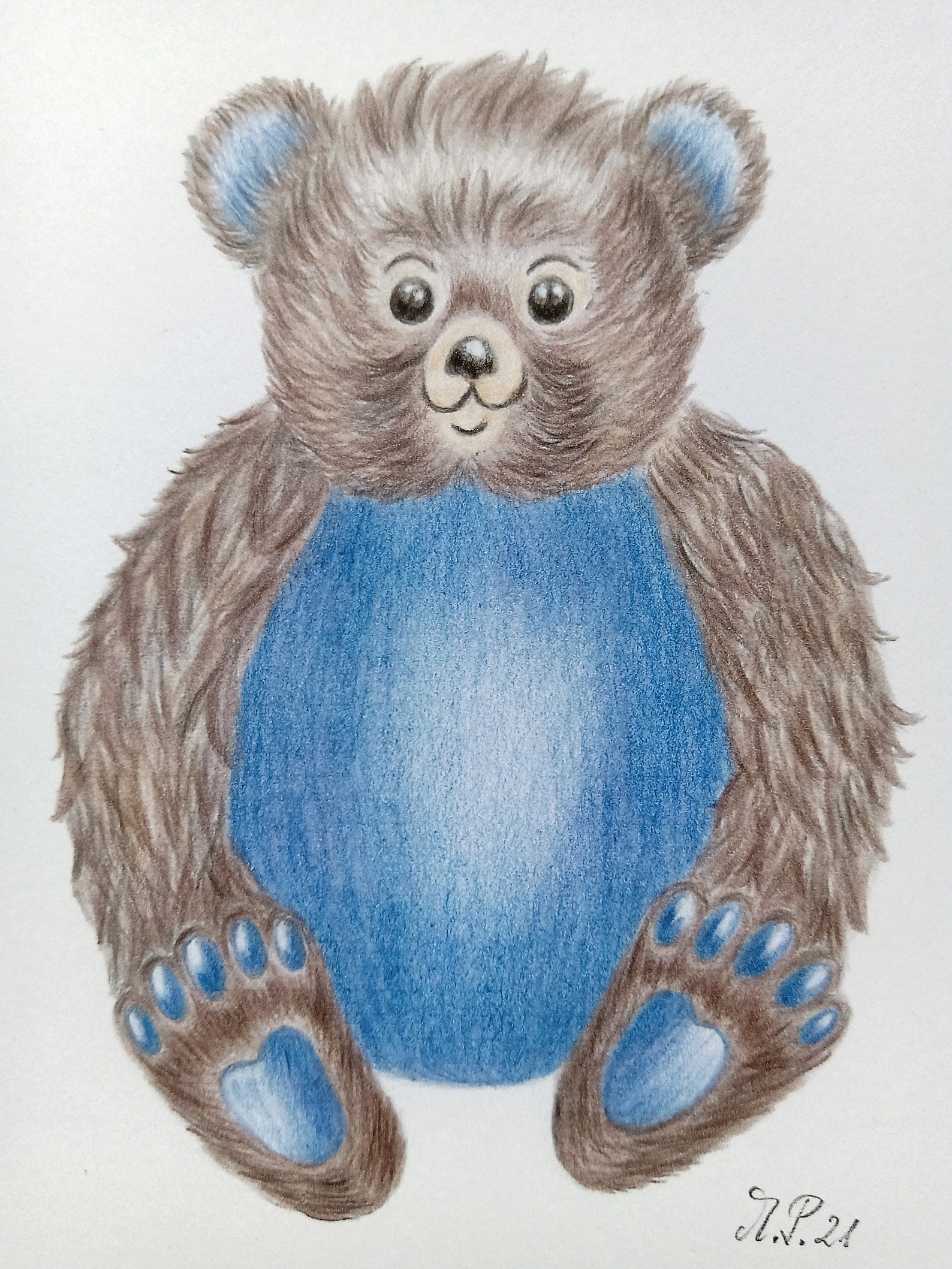 Cuadro de los niños el oso azul cuadro del oso dibujo del - Etsy España