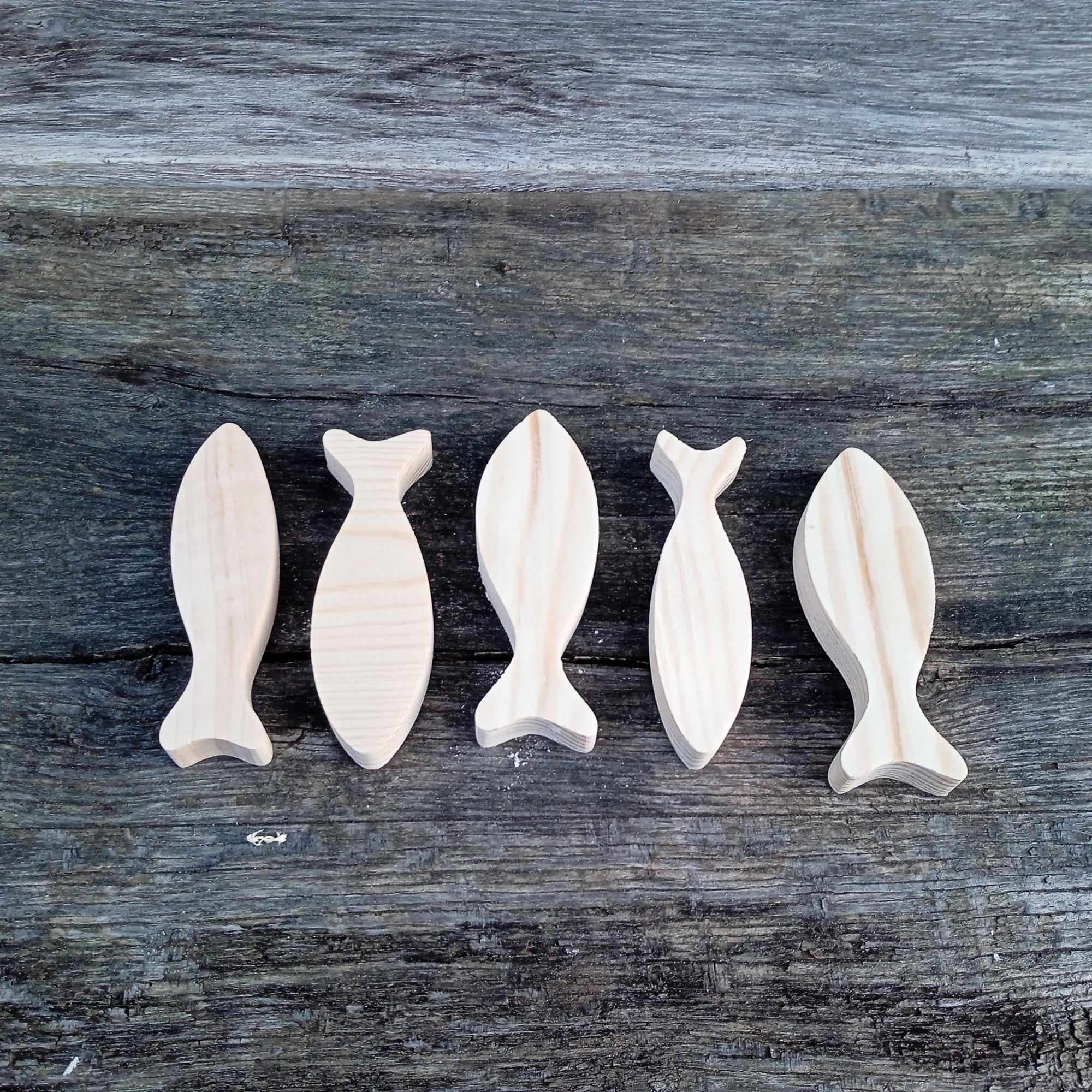 Wooden Fish Figurines Set 5 DIY Craft for Home Rustic Decor Blanks - Etsy