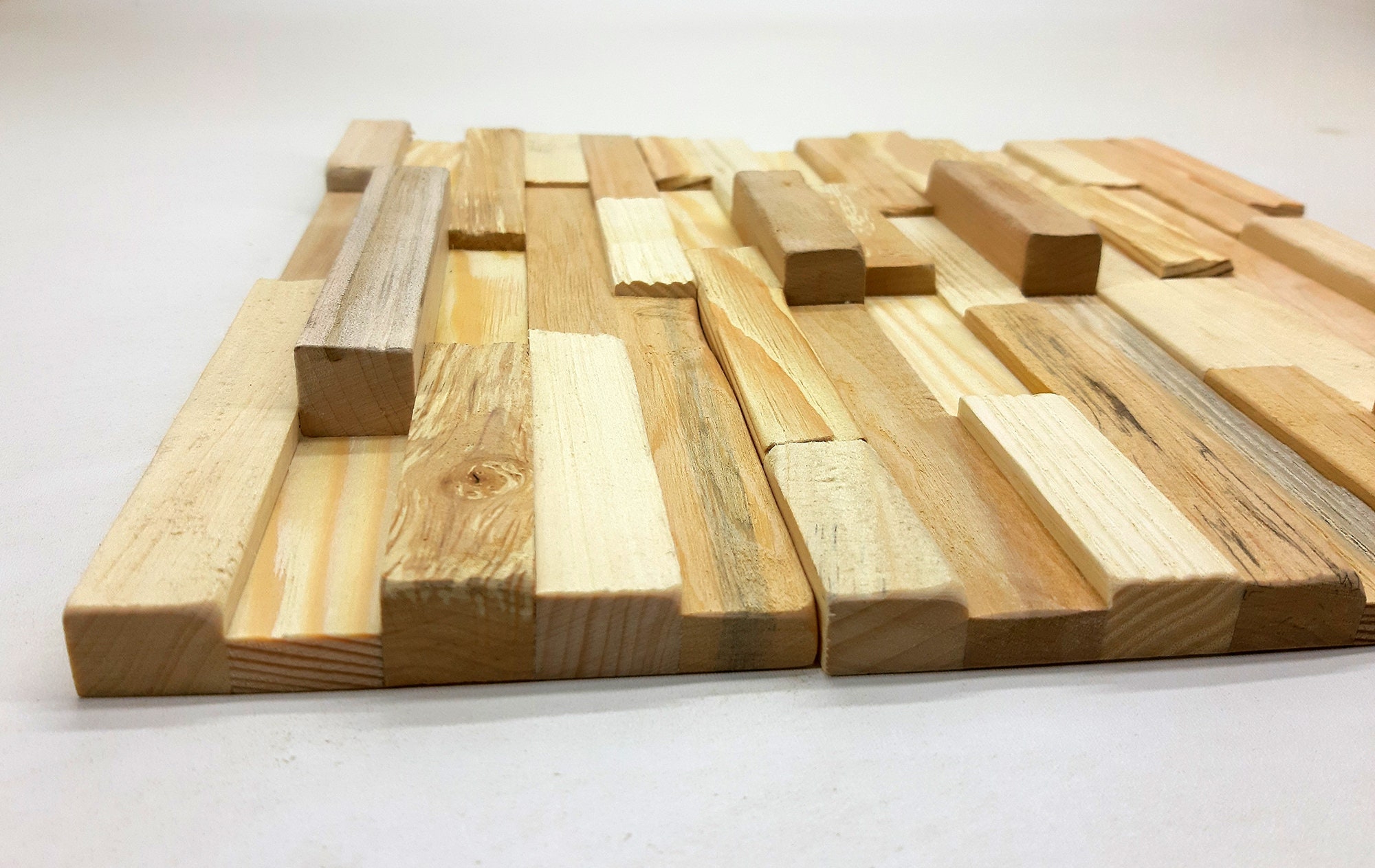 Wooden Wall Tile Restored Tree Wood Panel Mosaic 3d Wall Art Tiles ...