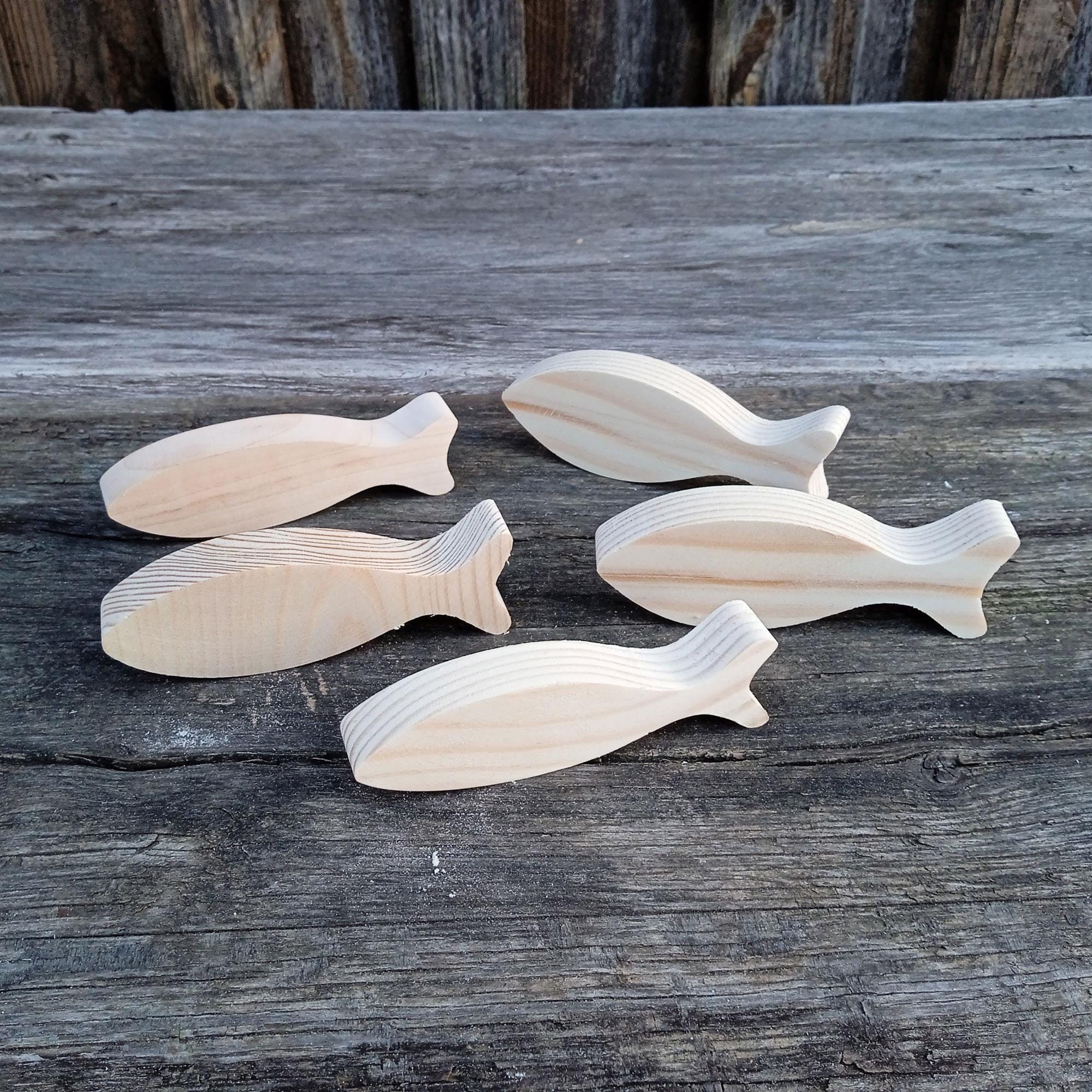 Wooden Fish Figurines Set 5 DIY Craft for Home Rustic Decor Blanks - Etsy