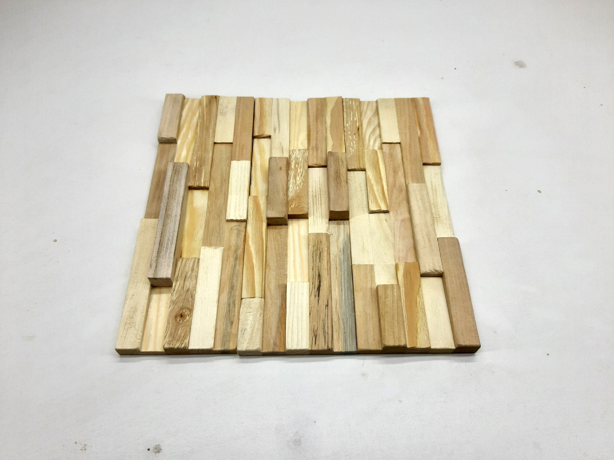 Wooden Wall Tile Restored Tree Wood Panel Mosaic 3d Wall Art Tiles ...