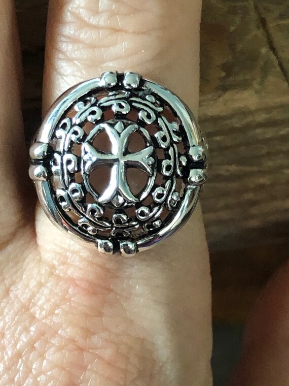 vintage sterling scroll ring - Gem