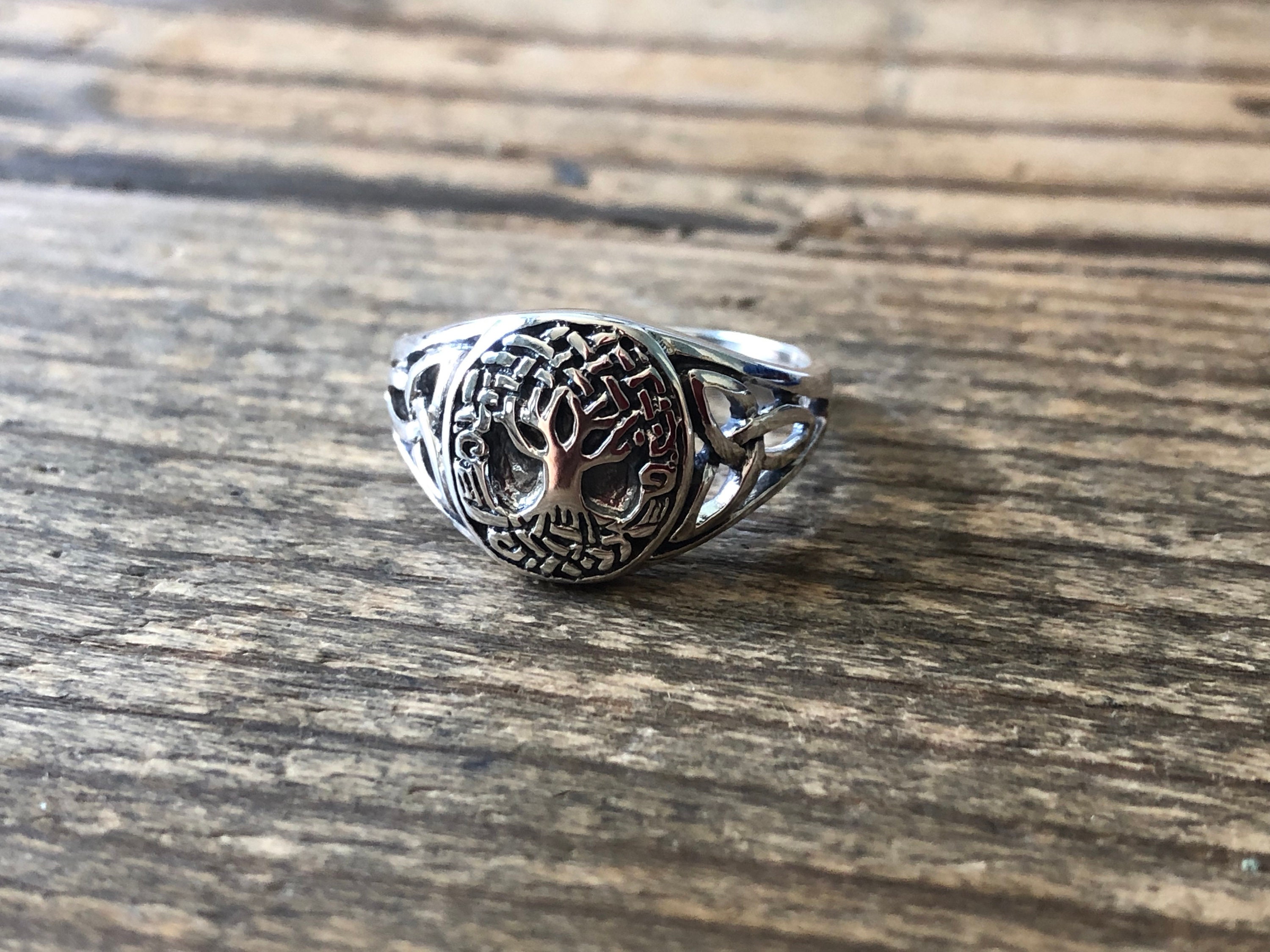 Vintage Style Celtic Tree of Life Signet Ring Wedding Band | Etsy