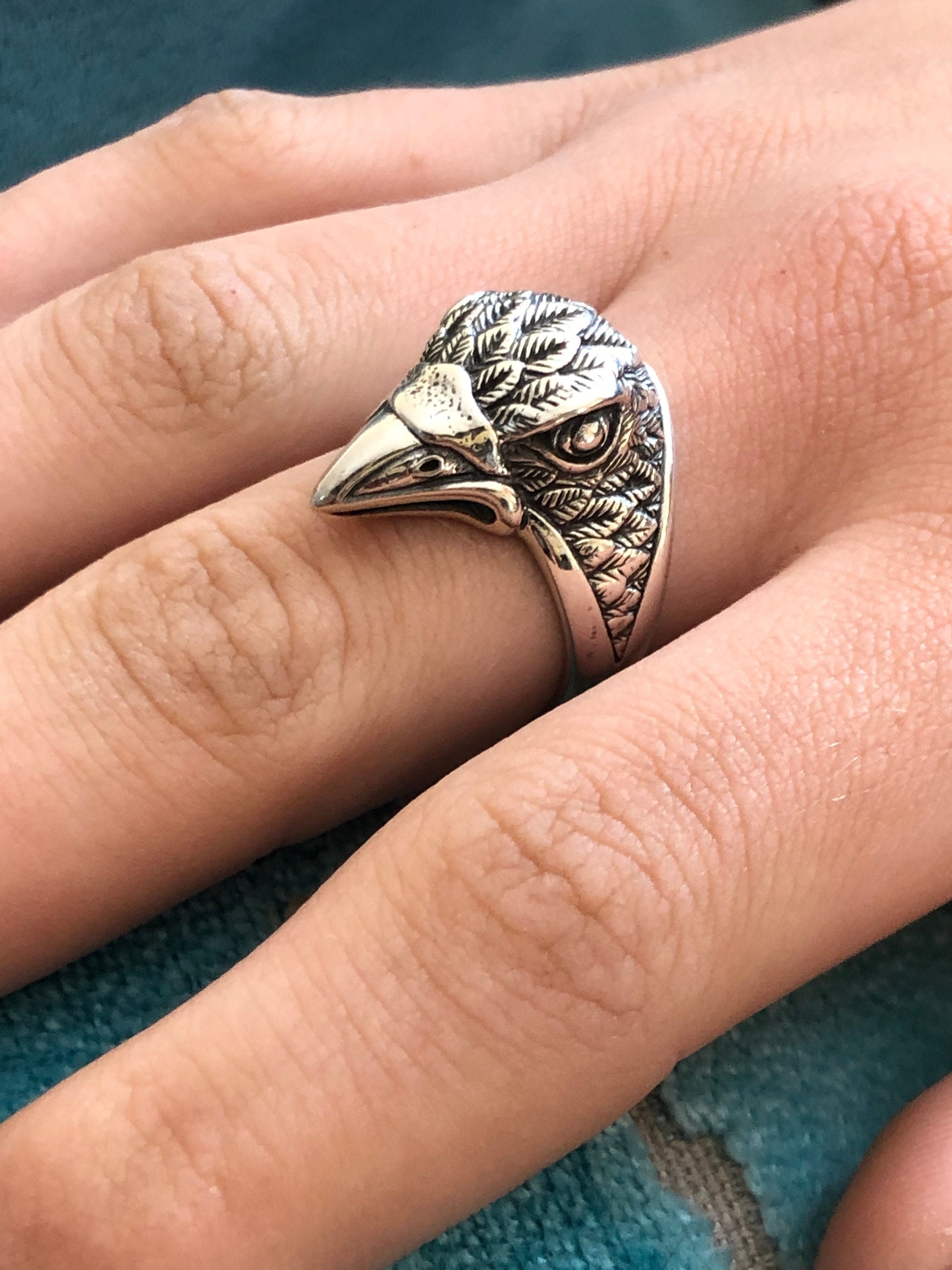 Sterling Silver Magestic Eagle Head Ring - Etsy