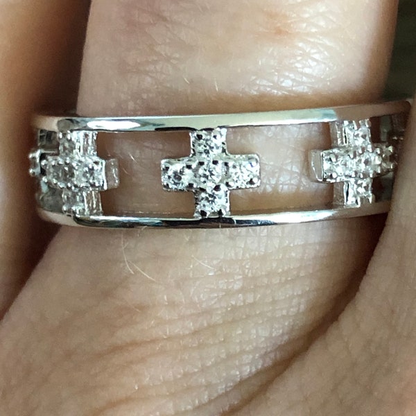 Cross Wedding Band - Etsy