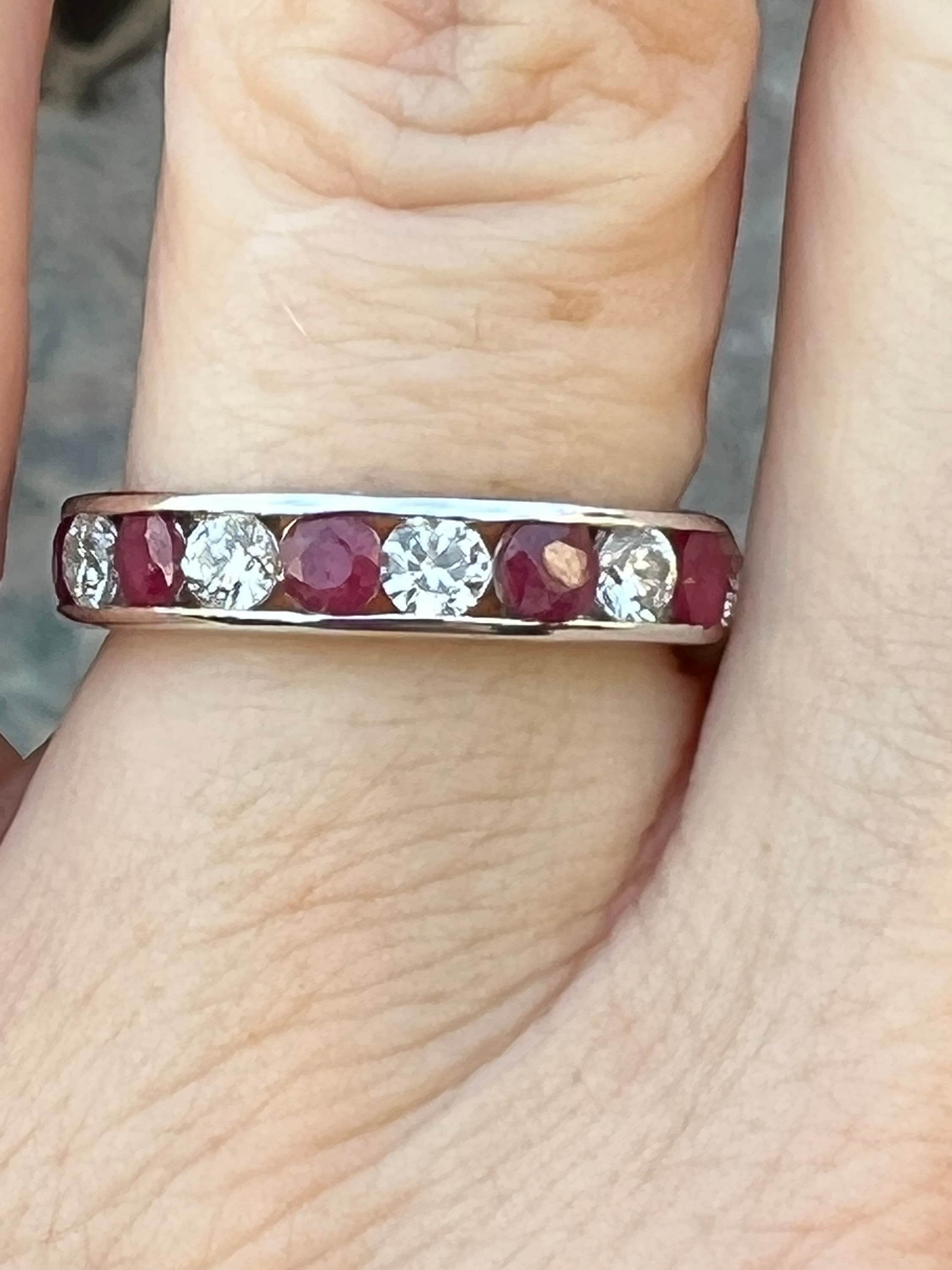 Natural 5mm Red Ruby Channel Set Full Eternity Ring Wedding - Etsy