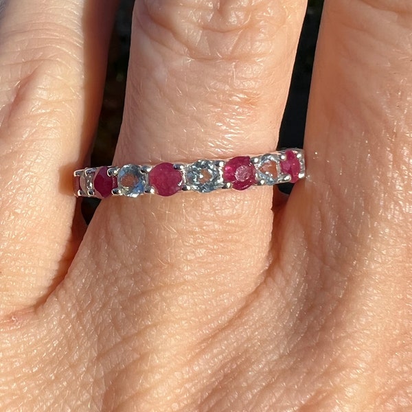 Aquamarine Ruby Ring - Etsy