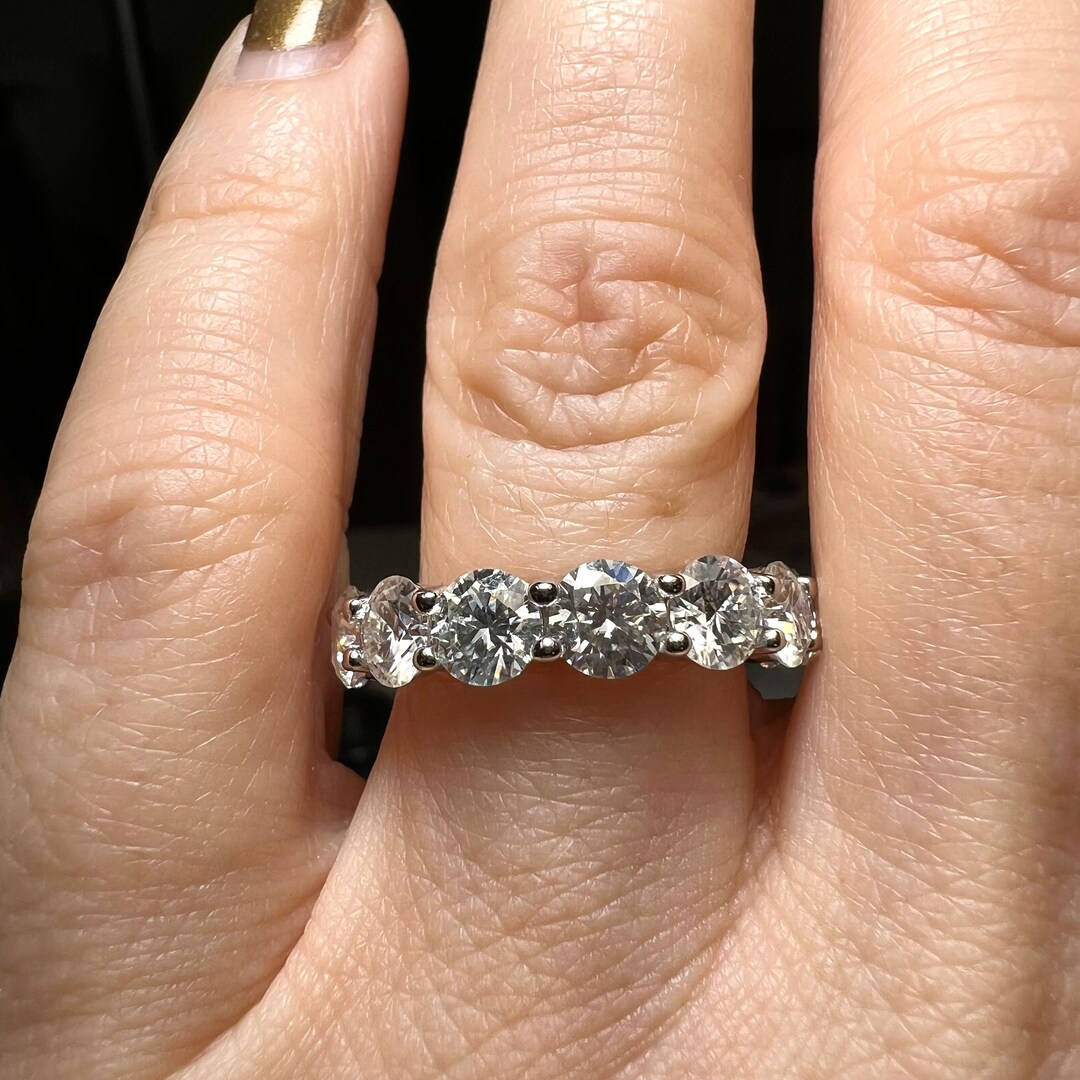Certified 3mm 4mm 5mm Moissanite Full Eternity Ring / Anniversary Ring ...