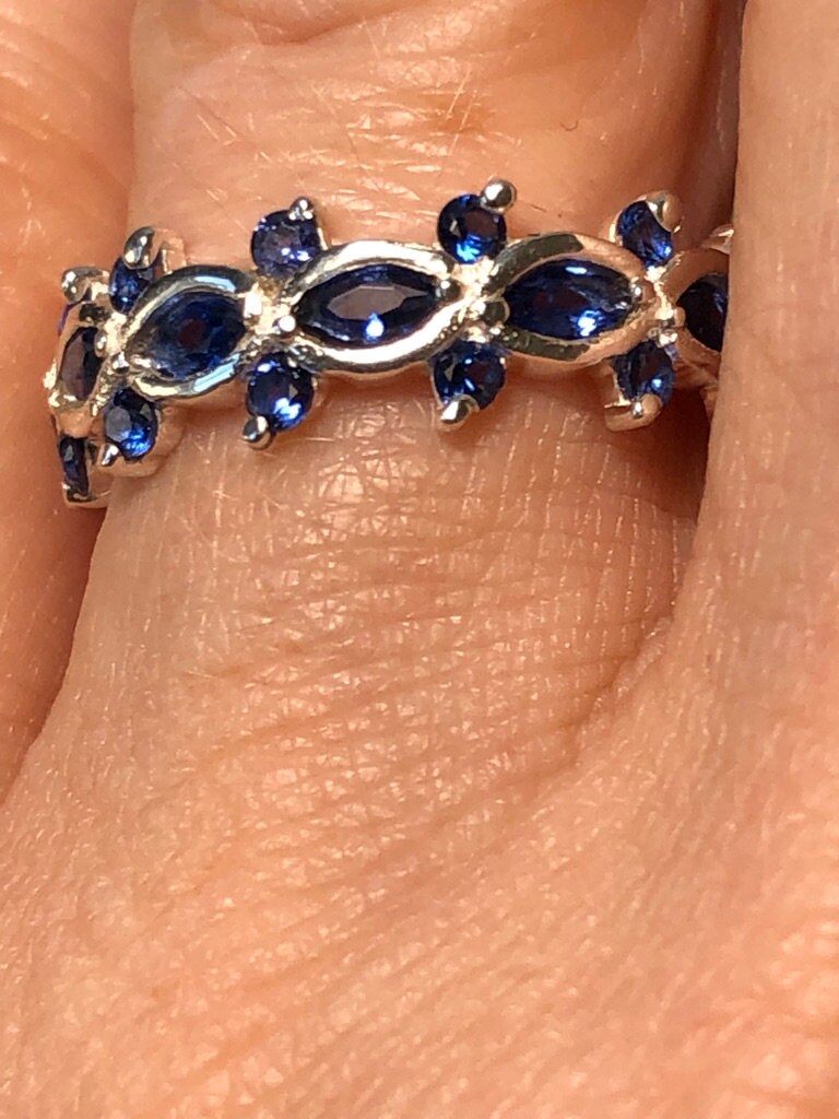 Natural Blue Sapphire Full Eternity Ring September - Etsy