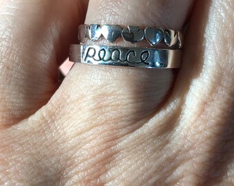 Peace and Love Ring - Etsy