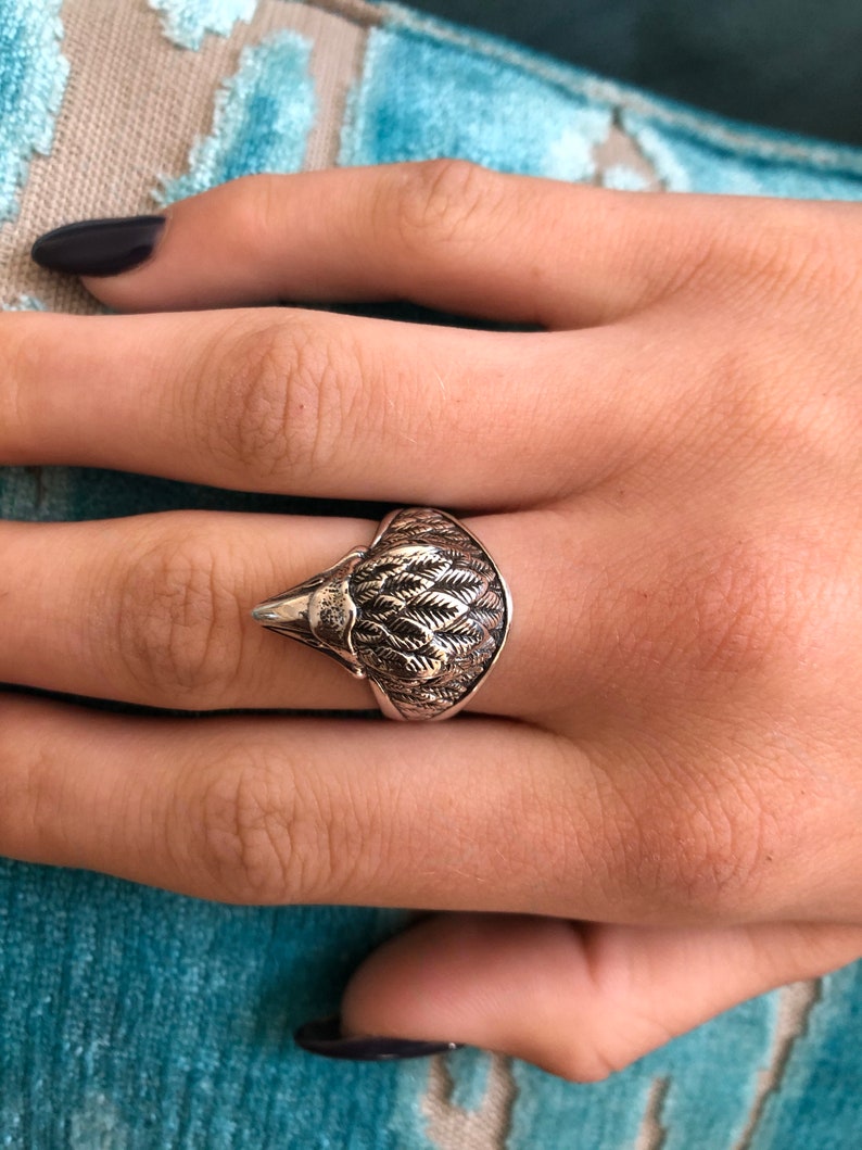 Sterling Silver Magestic Eagle Head Ring | Etsy