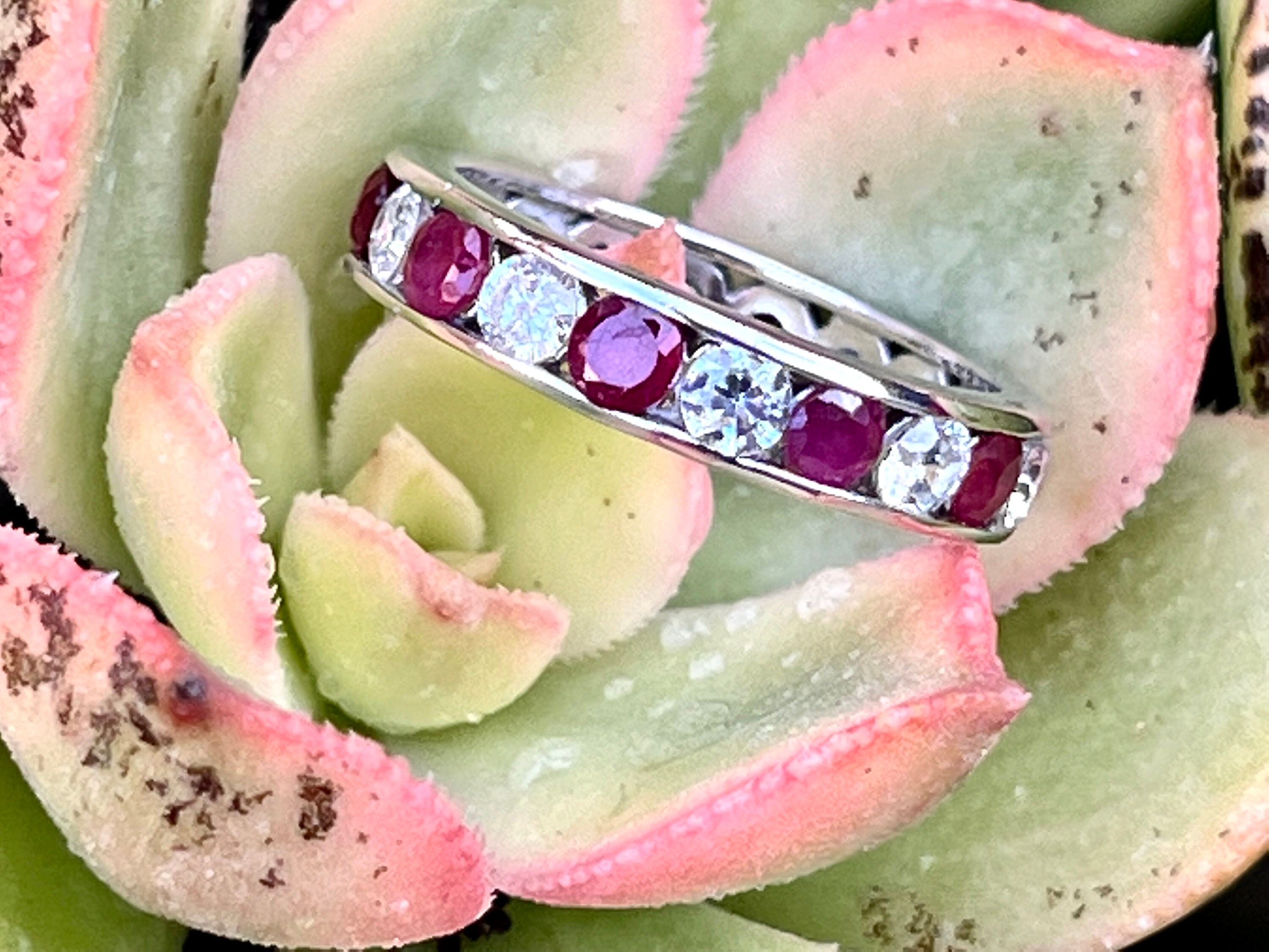 Natural 5mm Red Ruby Channel Set Full Eternity Ring Wedding - Etsy