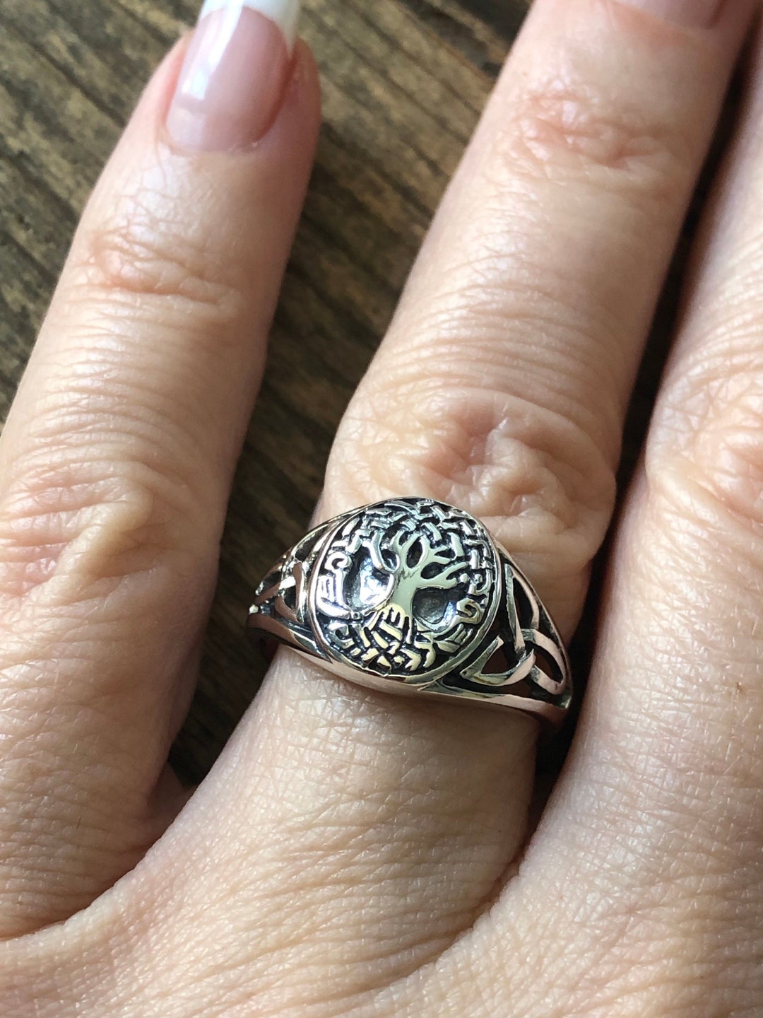 Vintage Style Celtic Tree of Life Signet Ring Wedding Band - Etsy