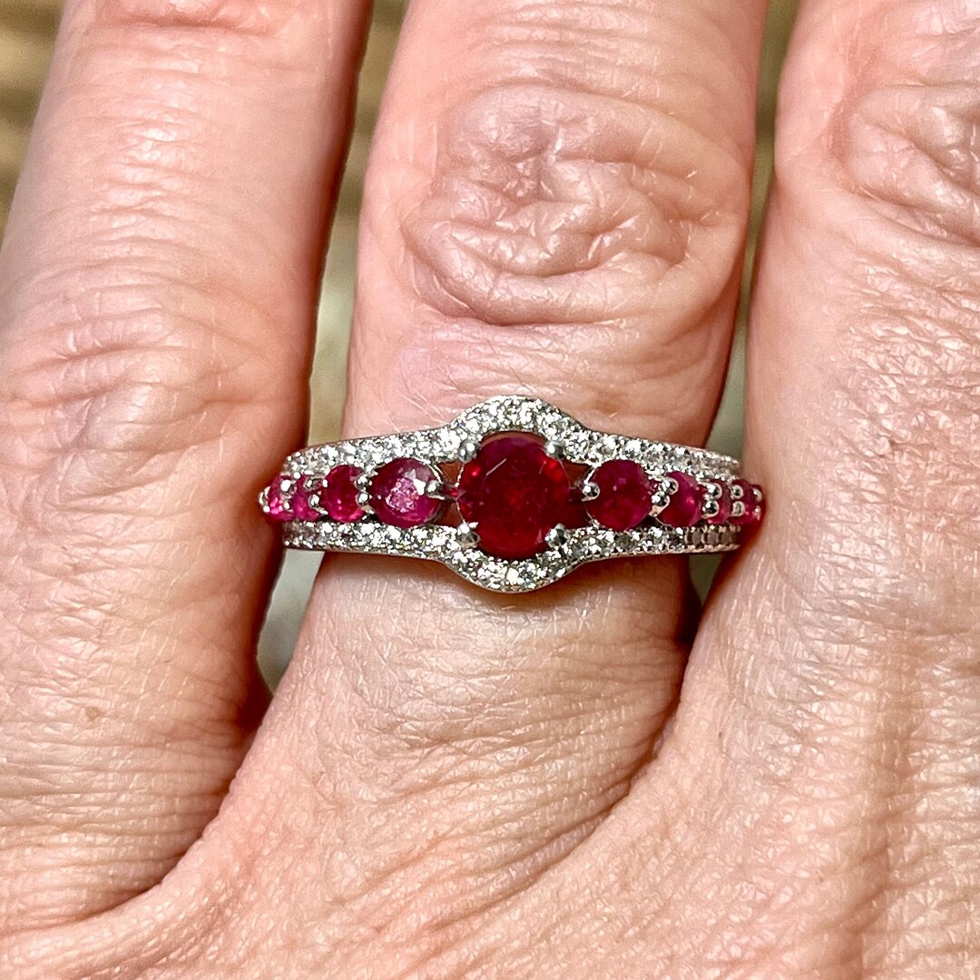 Natural Red Ruby Wedding Band Ruby Stacking Ring - Etsy