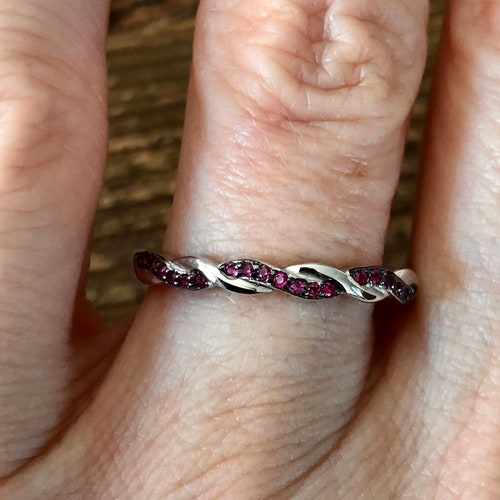 Ruby Band Stacking Modern Ring Wedding Band Created Ruby - Etsy
