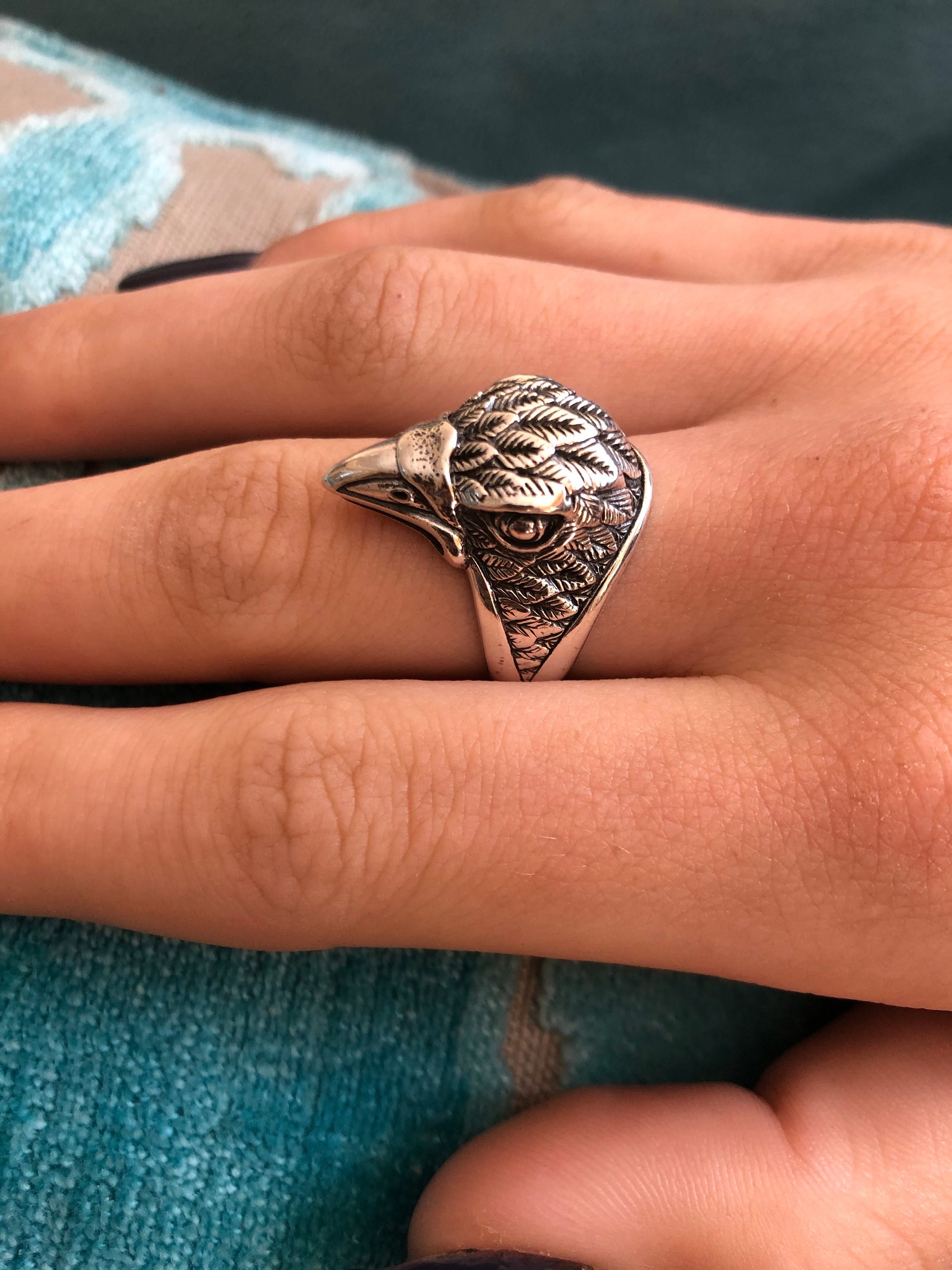 Sterling Silver Magestic Eagle Head Ring - Etsy