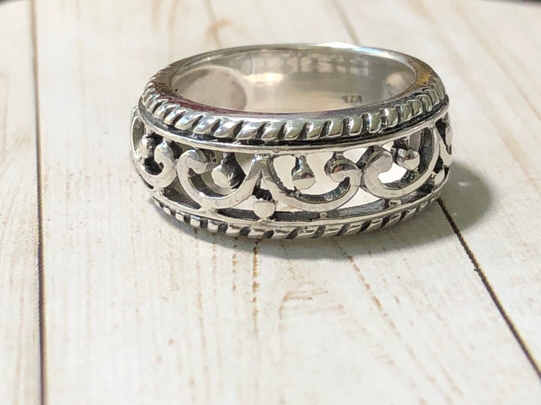 A Sterling Silver Italian Scroll Wedding Band Antique Style - Etsy