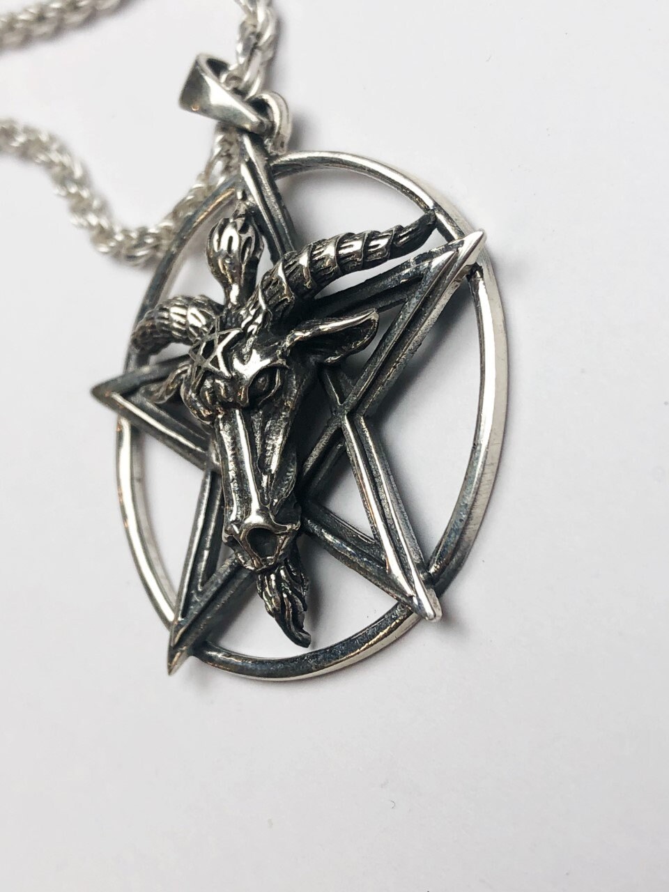 Sterling Silver Goat Pentacle Pendant | Etsy