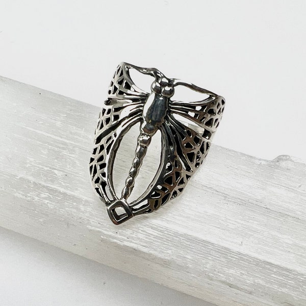 Silver Dragonfly Ring - Etsy