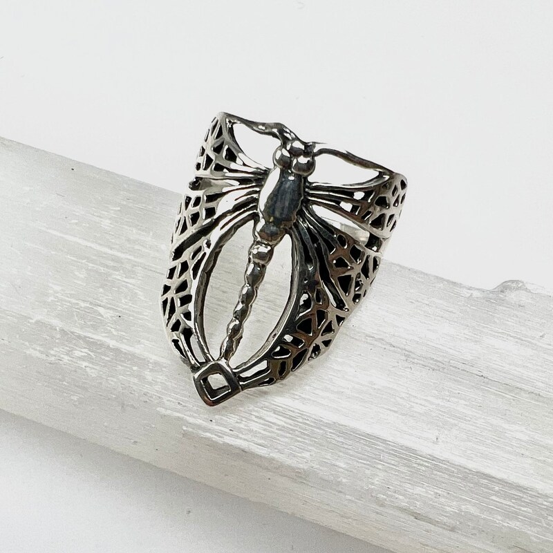 Silver Dragonfly Ring - Etsy