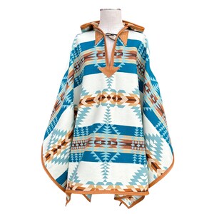 Riding Poncho Rancho Arroyo Aqua, Leather Trim - Etsy