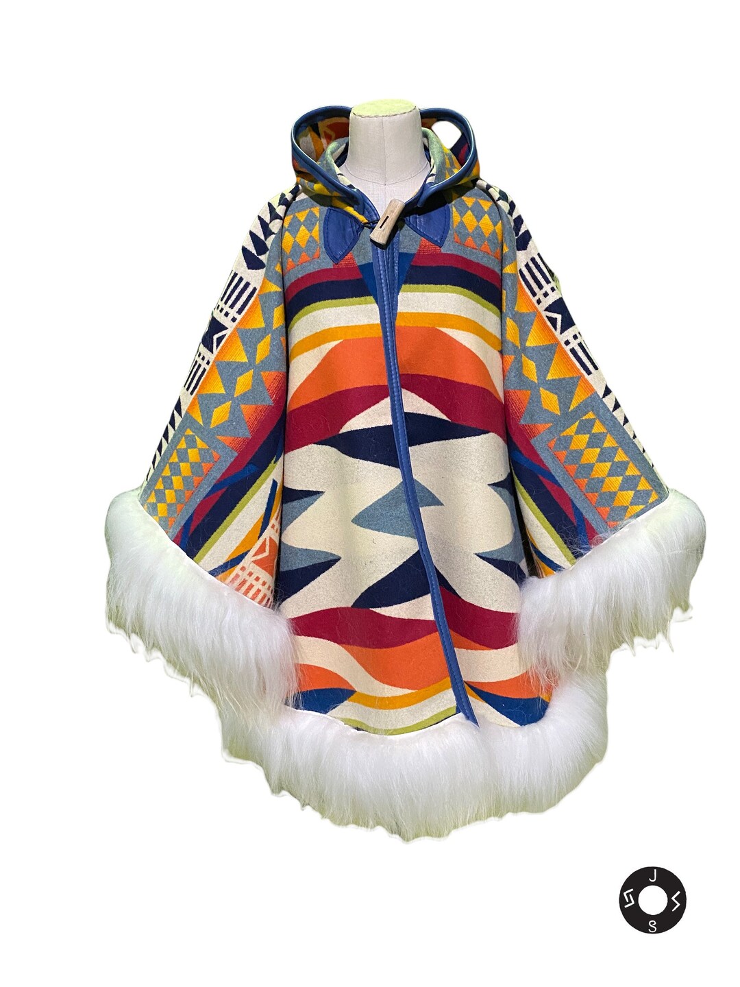 Riding Cape in Fire Legend Leather, Icelandic Sheepskin Trim - Etsy