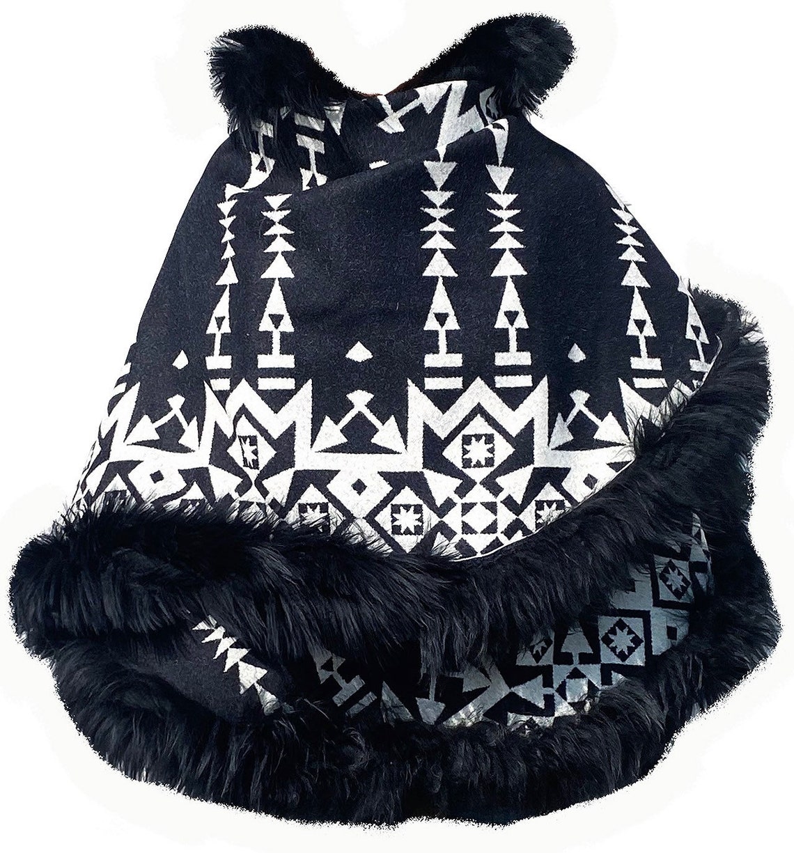 Riding Cape in Condensed Black&white Black Leather and - Etsy UK