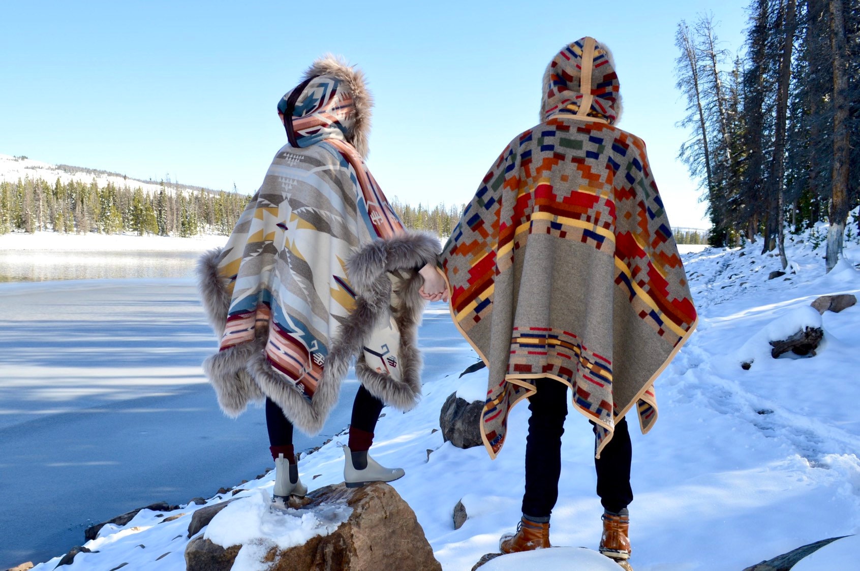 Riding Poncho White Sands Sheepskin trim | Etsy