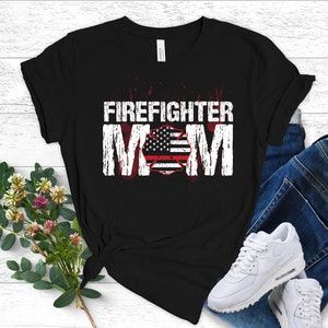 Firefighter Mom T-shirt Mother of Fireman Shirt Firefighter Badge ...