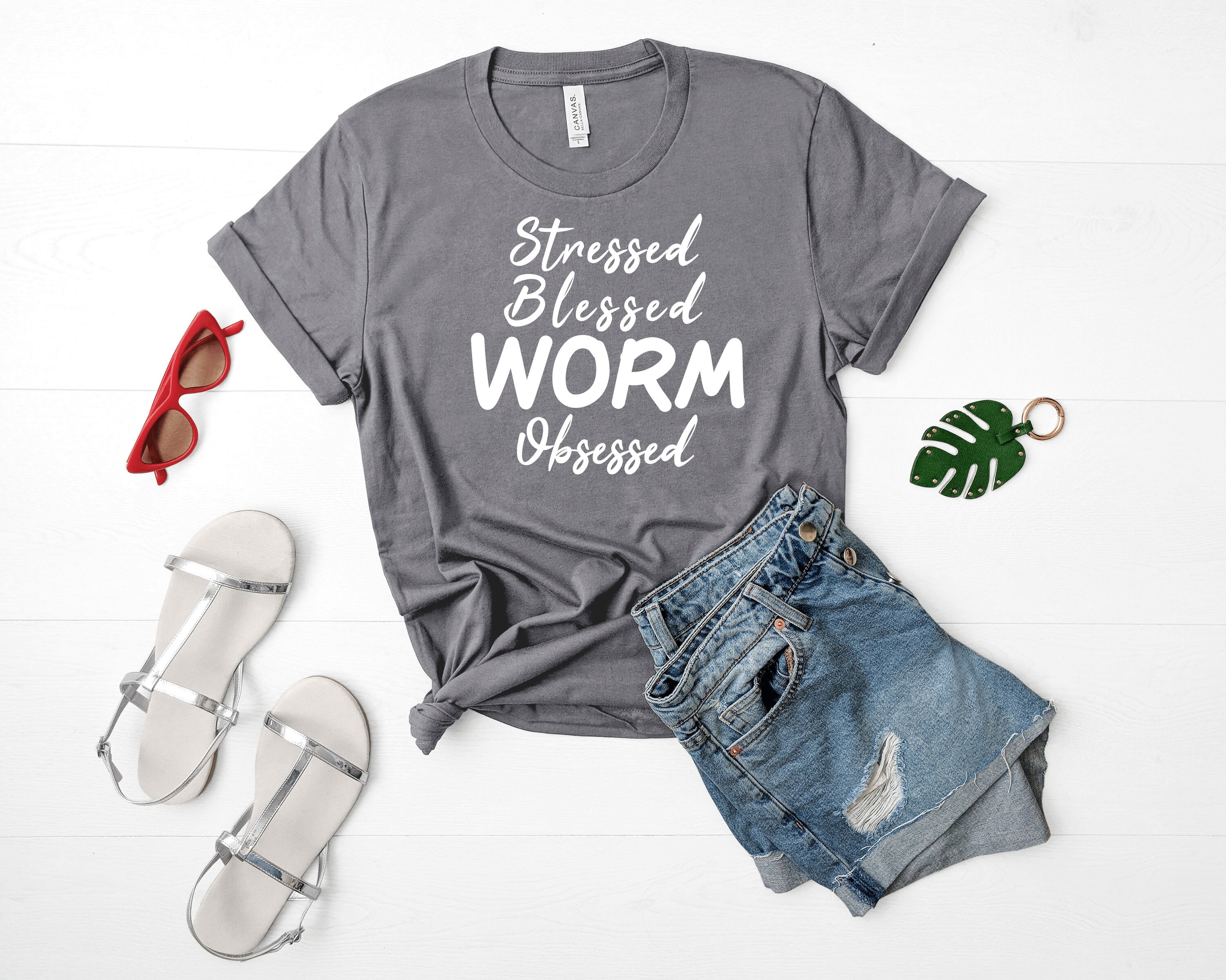 Funny Worm Shirt Stressed Blessed And Worm Obsessed T-Shirt | Etsy