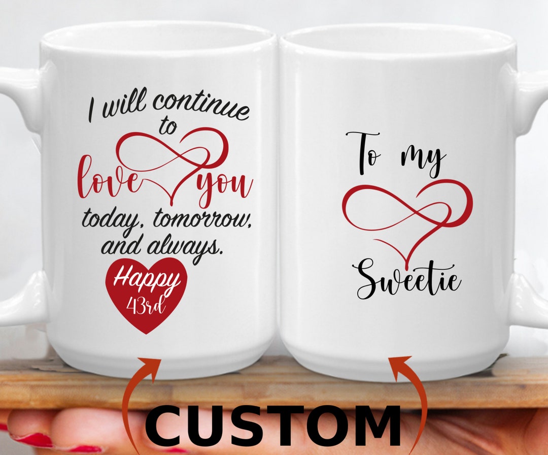 43rd Romantic Wedding Anniversary Gift, 44th Birthday Mug for Women ...