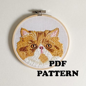 Orange Persian Cat Embroidery Pattern PDF Digital Download, Hoop Art 5 ...