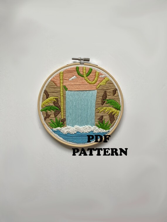 Jungle Waterfall Embroidery Pattern PDF Digital Download Hoop | Etsy