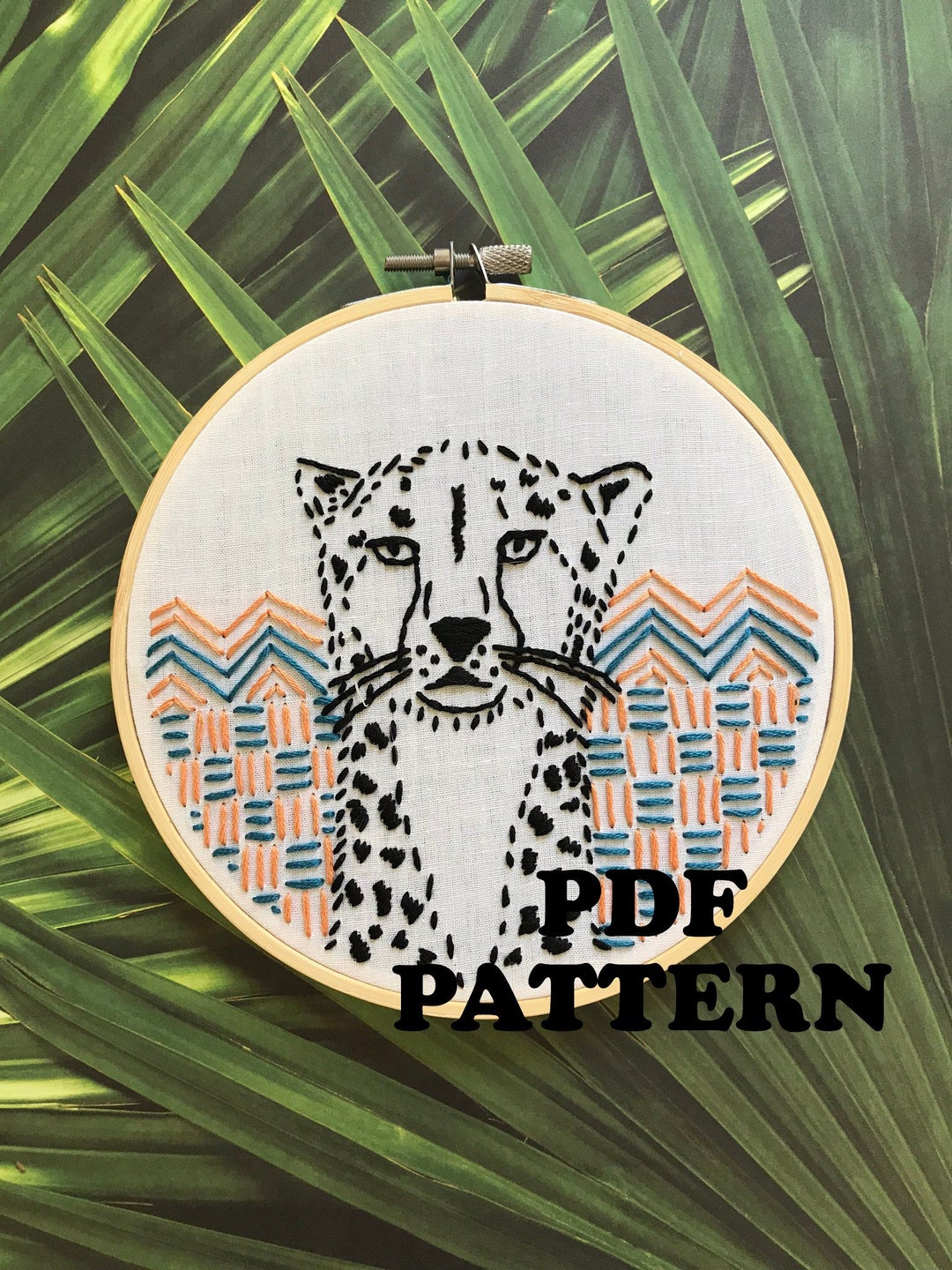 Chase the Cheetah Embroidery Pattern PDF Digital Download, Hoop Art 6 ...