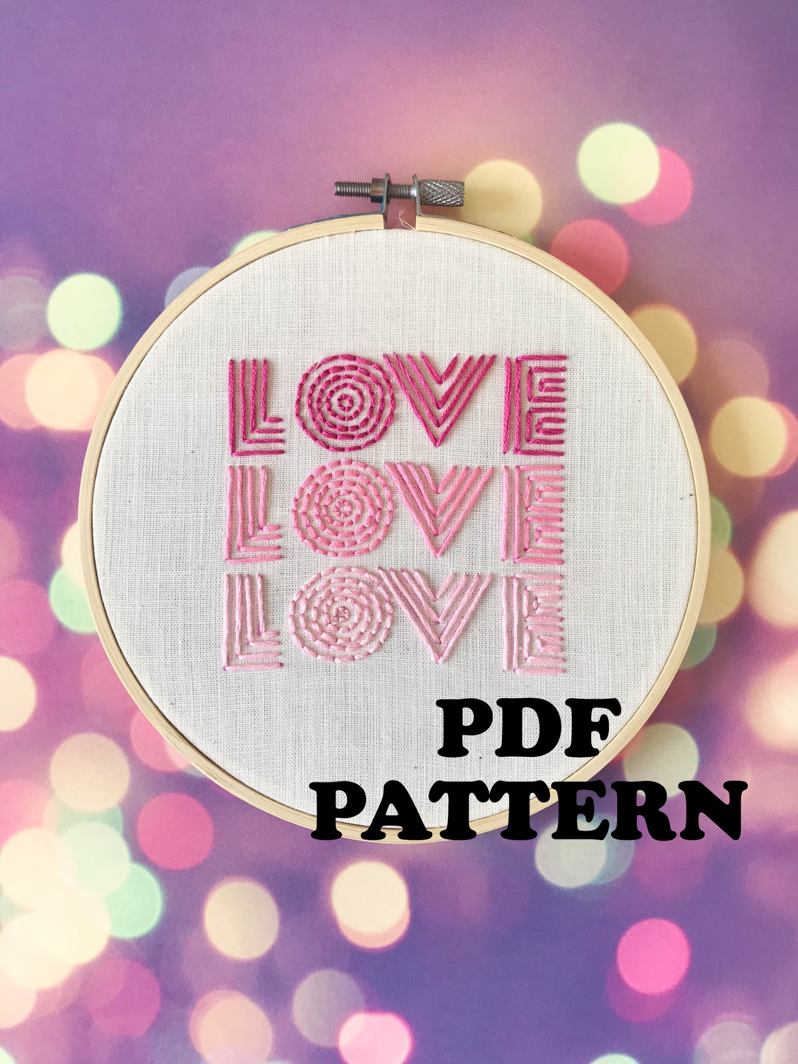 Retro Love Embroidery Pattern PDF Digital Download Hoop Art - Etsy