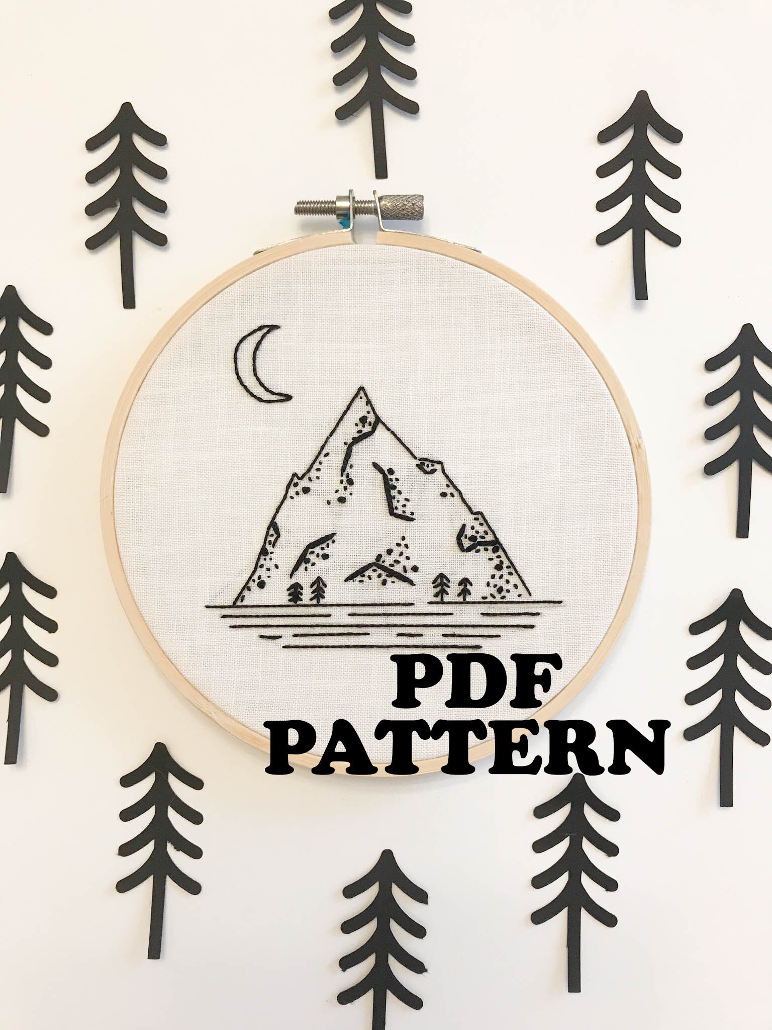 Simple Mountain Embroidery Pattern PDF Digital Download Hoop - Etsy