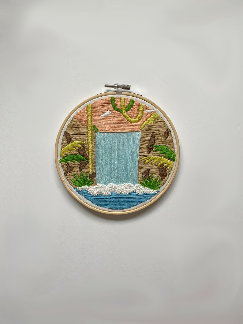 Jungle Waterfall Embroidery Pattern PDF Digital Download Hoop | Etsy