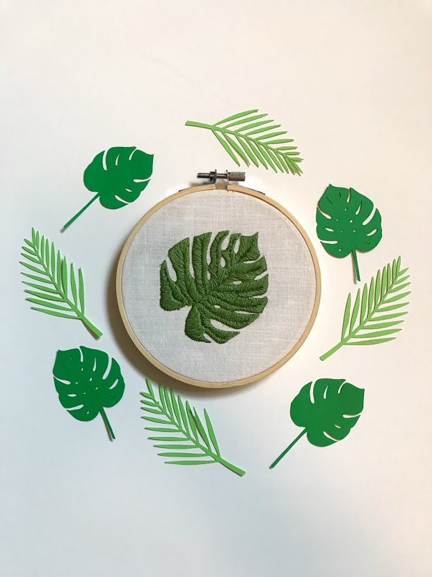 Monstera Leaf Embroidery Pattern PDF Digital Download Hoop - Etsy