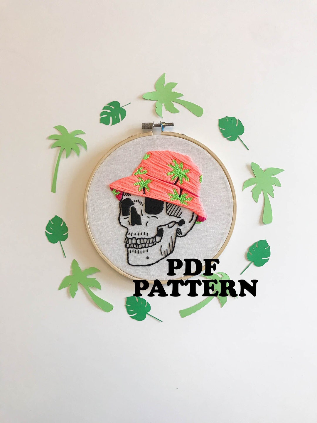 Skull Wearing Bucket Hat Embroidery Pattern PDF Digital - Etsy