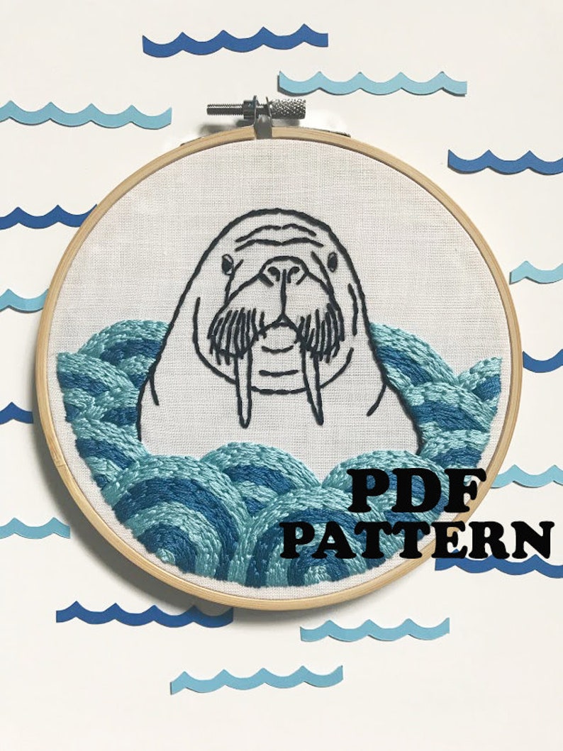 Wally Walrus Embroidery Pattern PDF Digital Download Hoop Art - Etsy