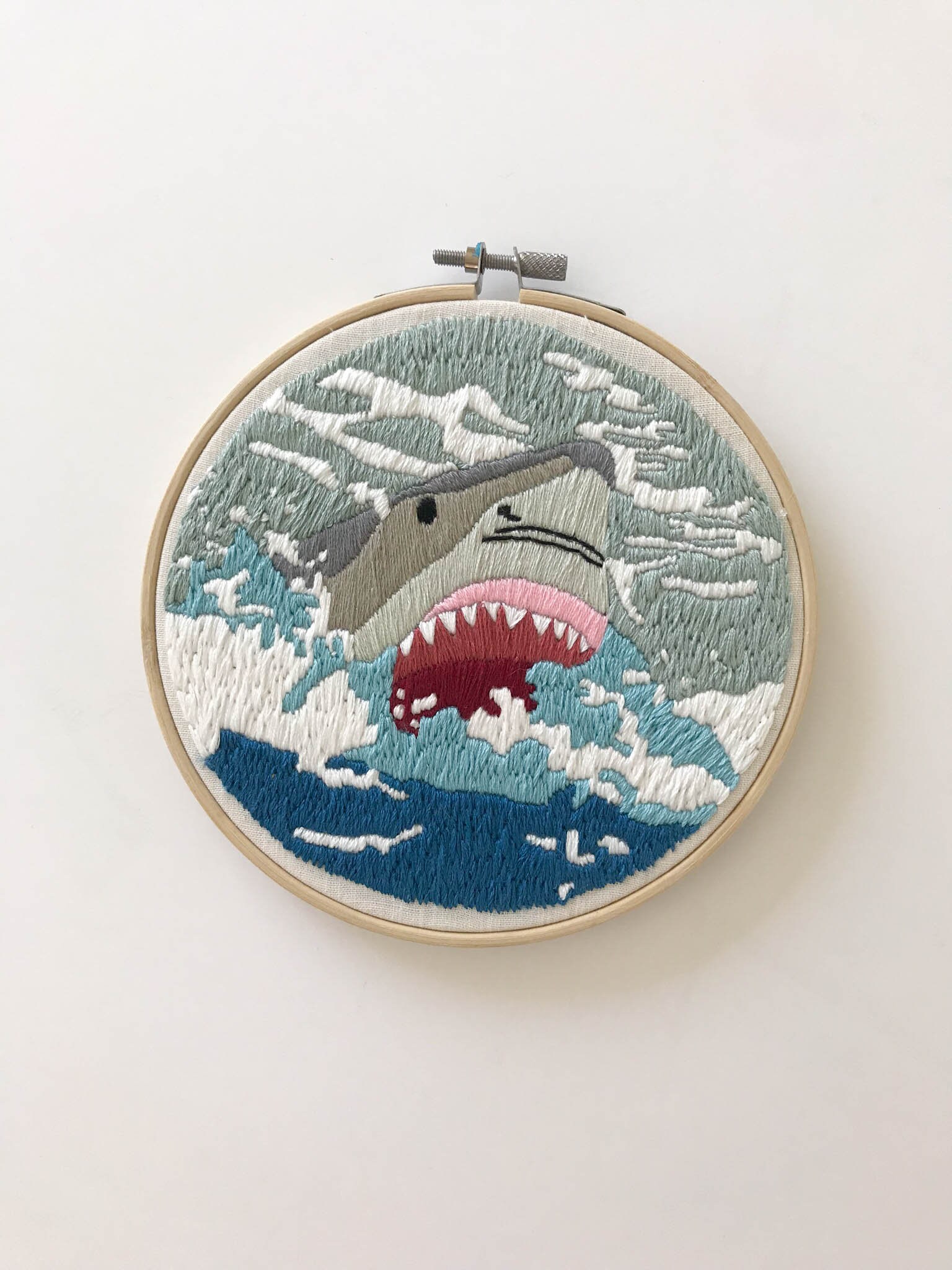 Completed Great White Shark Embroidery Piece 6 | Etsy