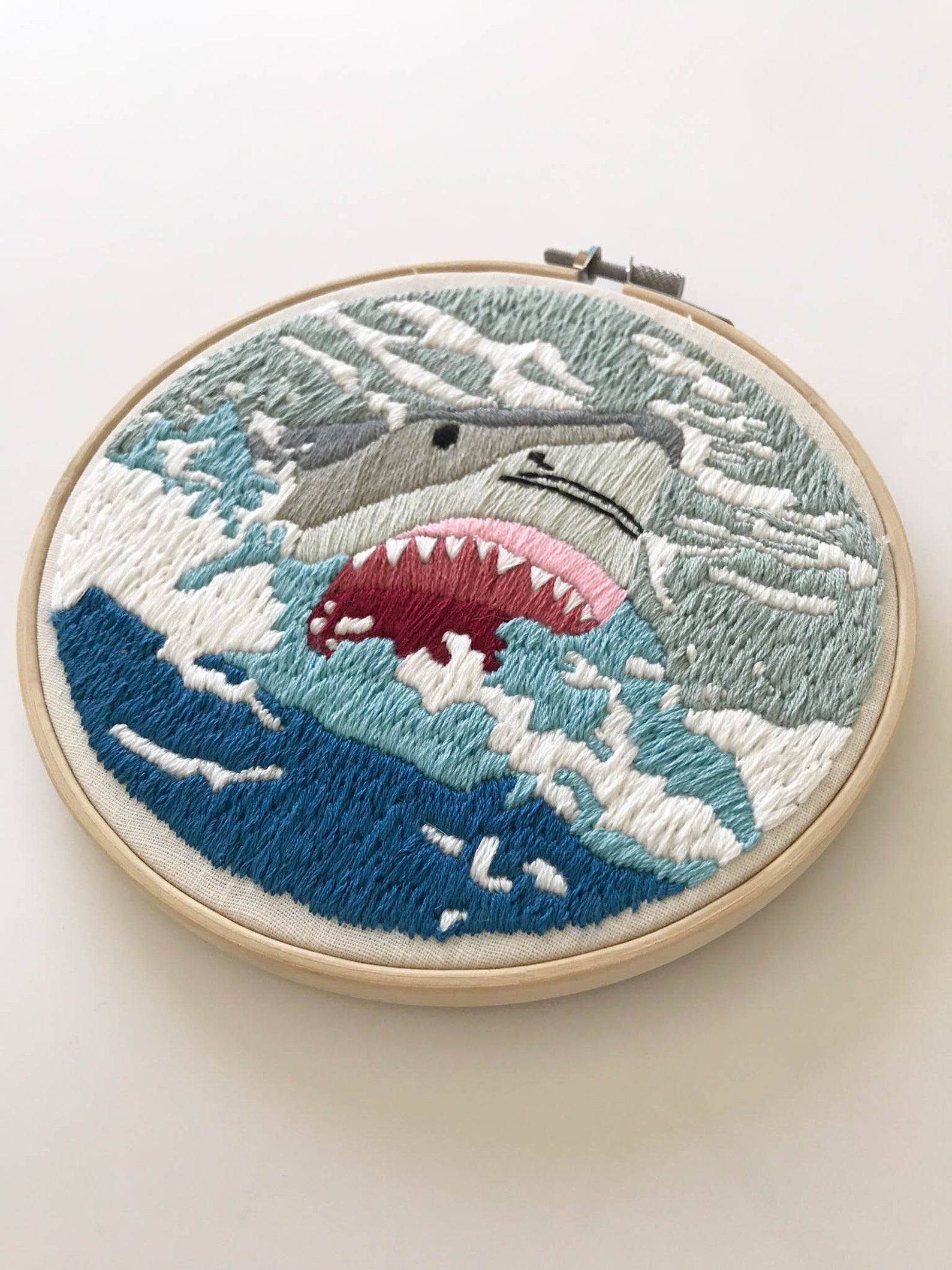 Completed Great White Shark Embroidery Piece 6 | Etsy