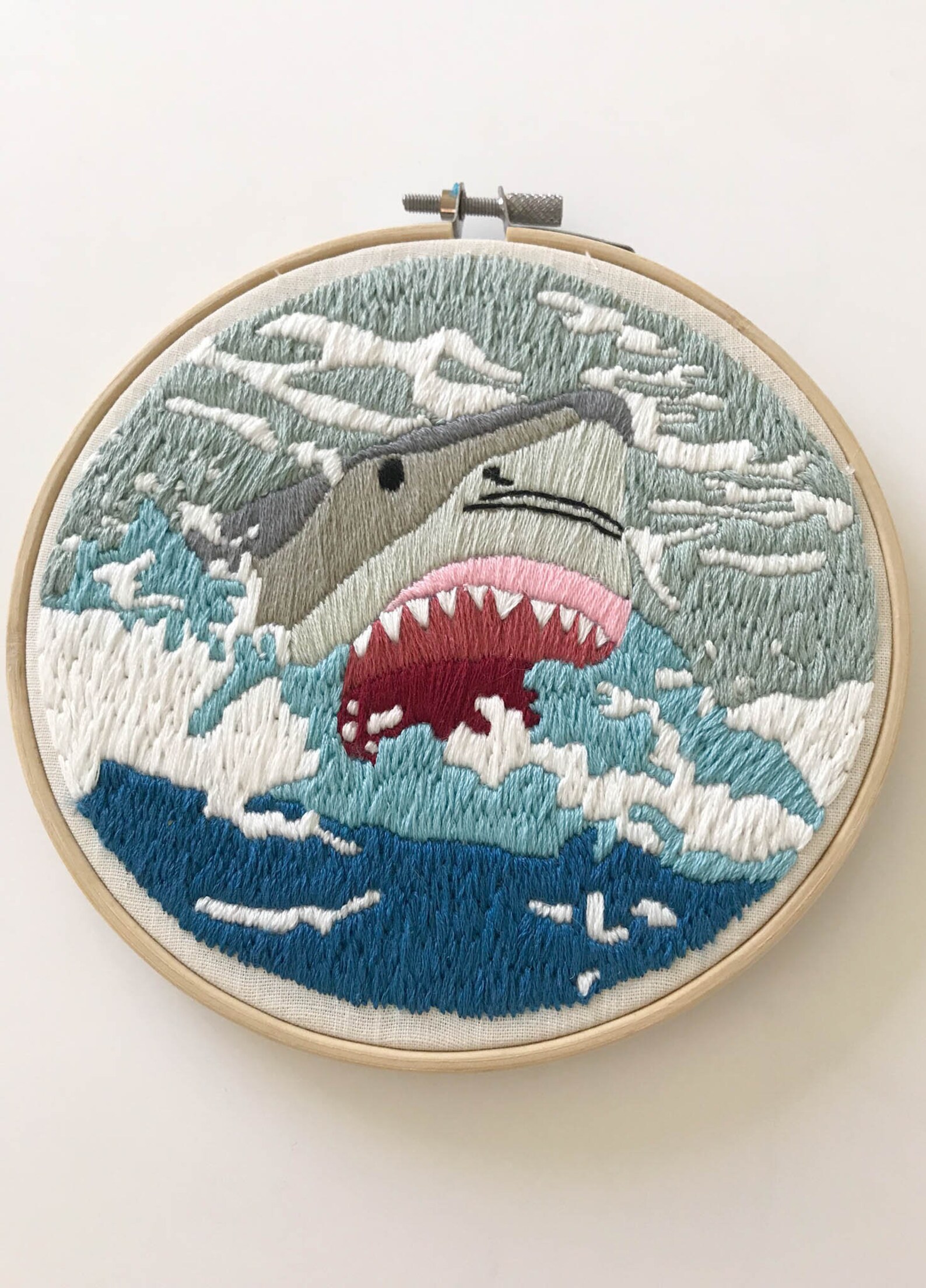 Completed Great White Shark Embroidery Piece 6 | Etsy
