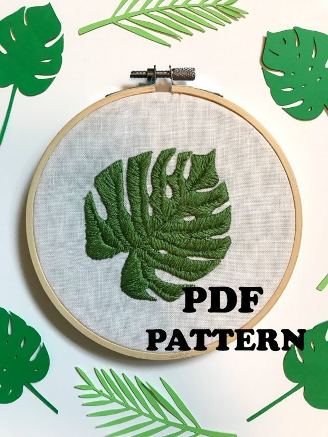 Monstera Leaf Embroidery Pattern PDF Digital Download, Hoop Art 5 - Etsy