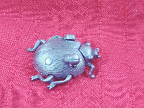1990s Ladybug Pewter Necklace And Post Earring Set W… Gem