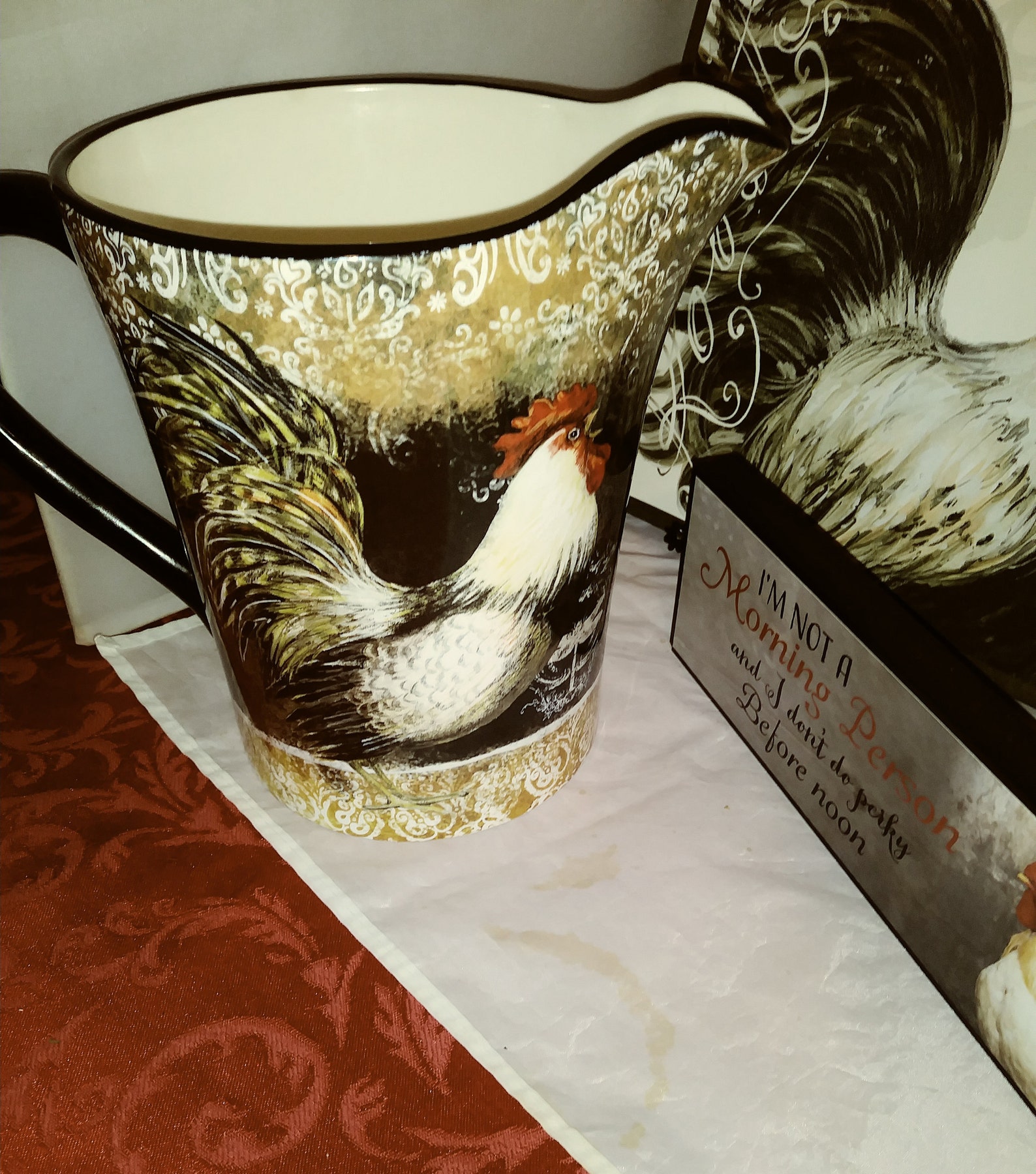 Vintage 1990's Susan Winget Rooster Pitcher With Canvas | Etsy