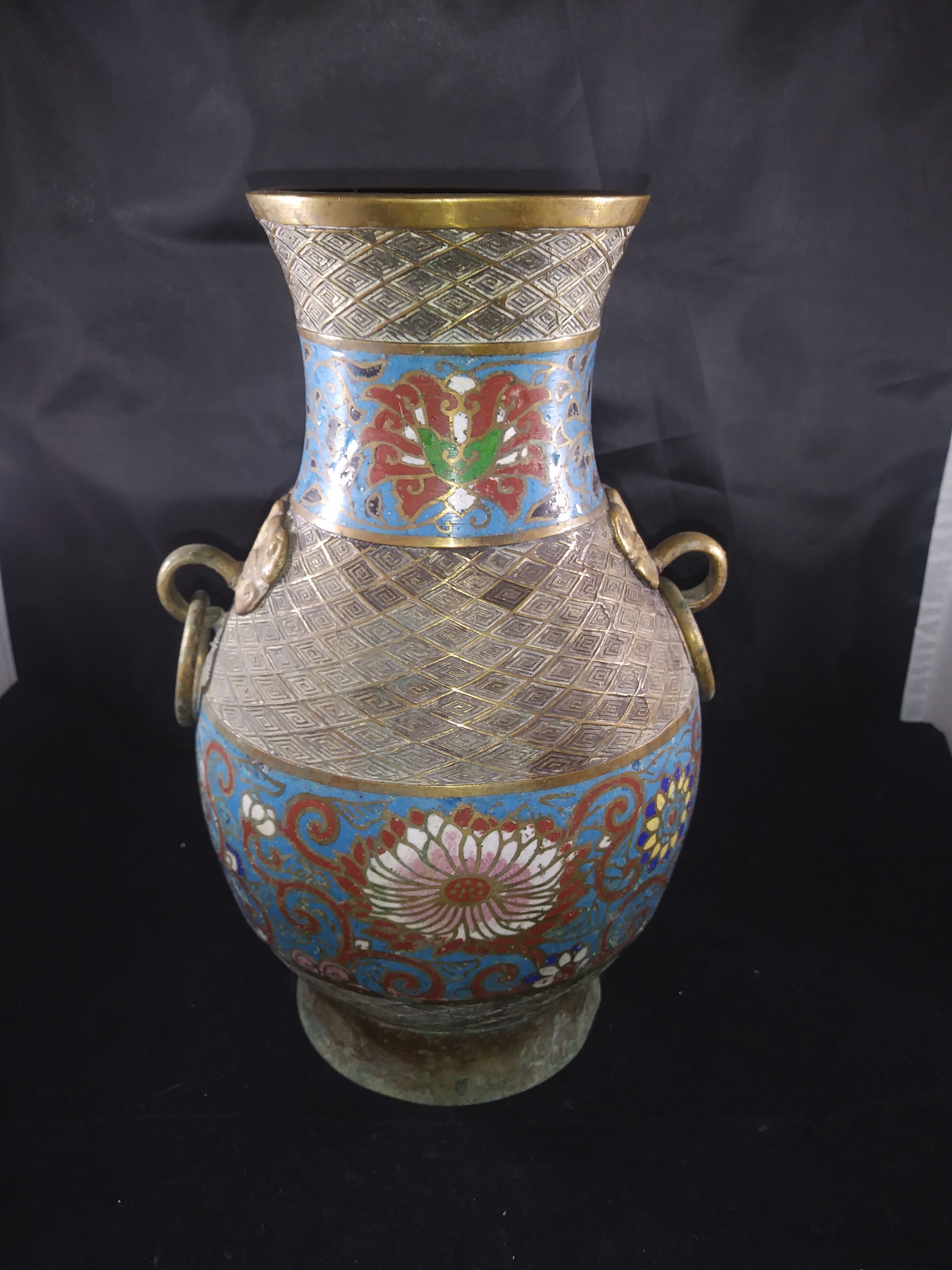 Vintage 1930,s Chinese Cast Brass Vase With Elephant Like Head Loose ...