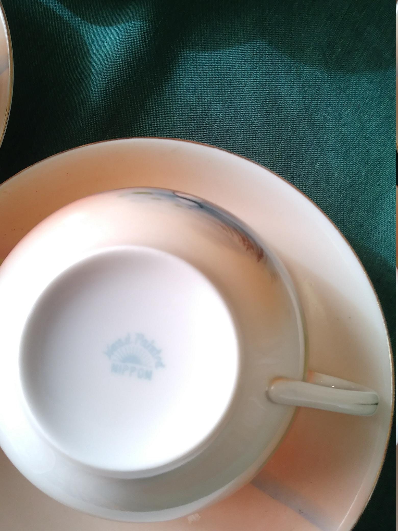 Nippon Hand Painted Tea Cups and Saucers - Etsy